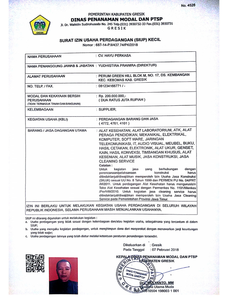 Siup, TDP, SKT Pajak, SPKP, NPWP | PDF