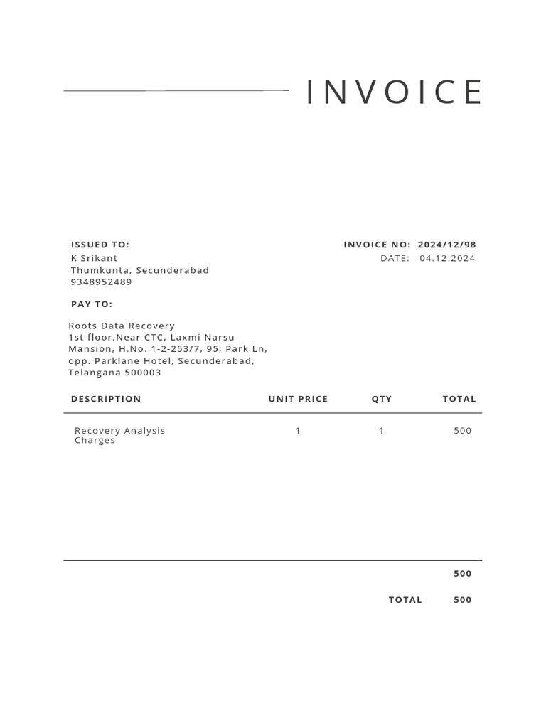 Simple Minimalist Business Invoice | PDF
