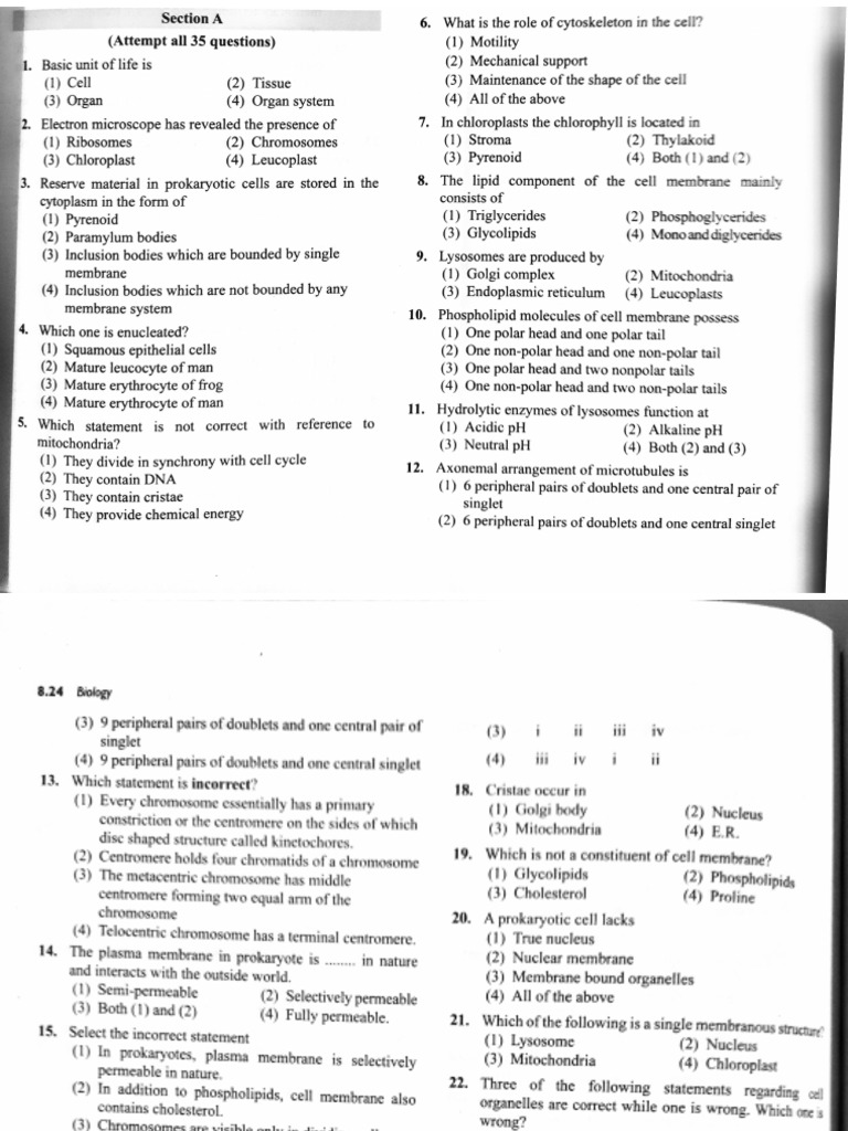 Cell Neet MCQ | PDF