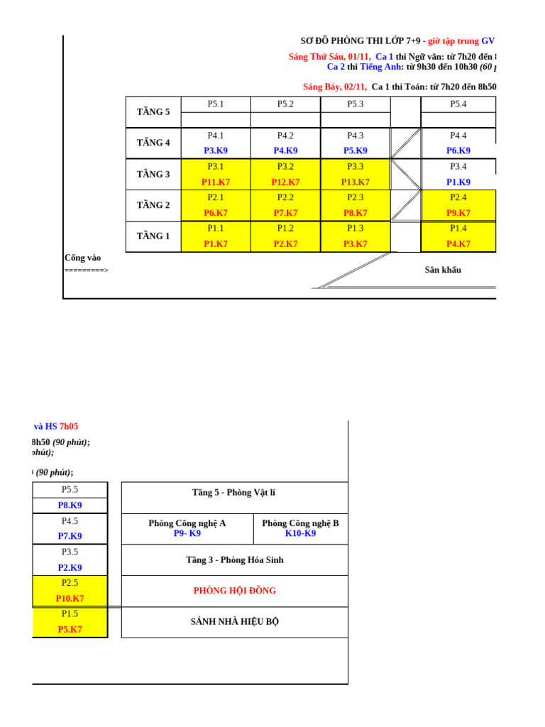 Sơ Đồ Phòng Thi Lớp 6789 | PDF