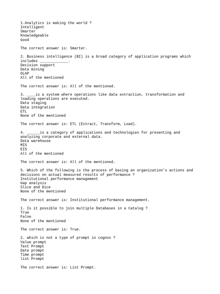 ans | PDF | Ibm Db2 | Data Warehouse