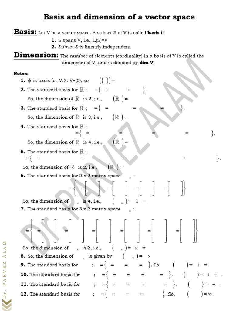 Module 2D Part For Basi of SUbspace (Its Same As Basis For V.S.) | PDF | Basis (Linear Algebra ...