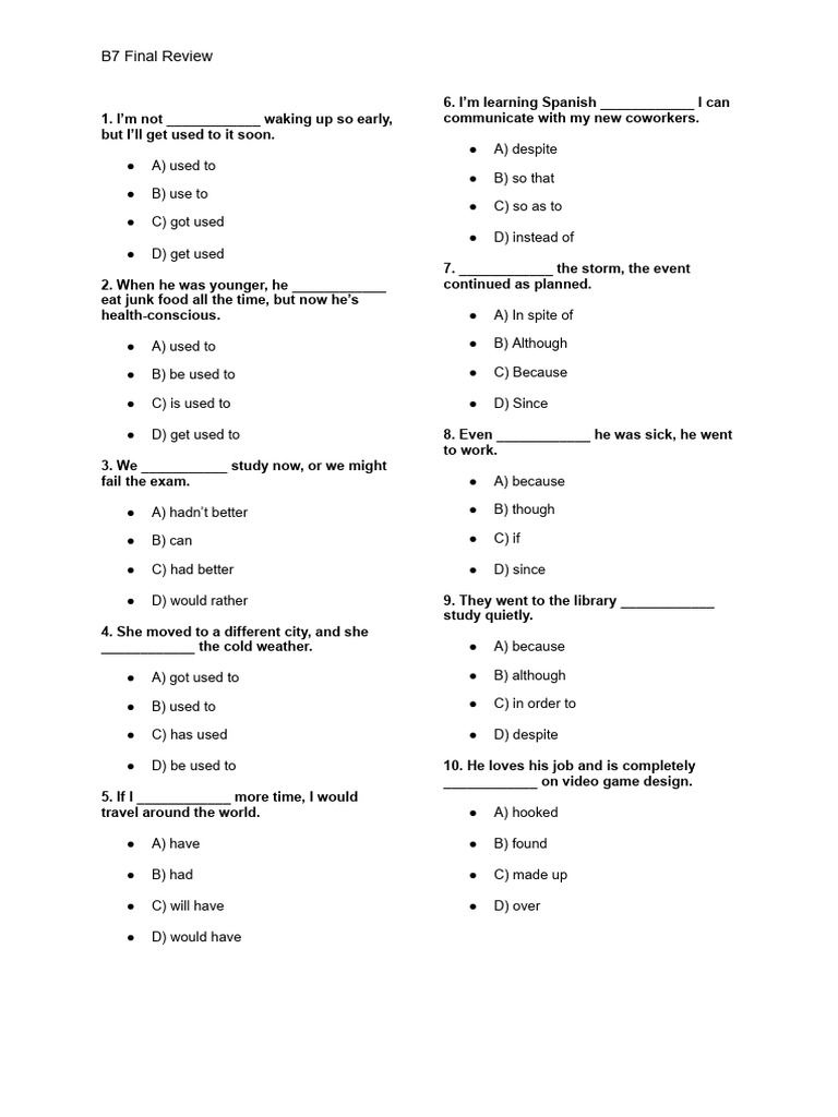 B7 Final Review | PDF