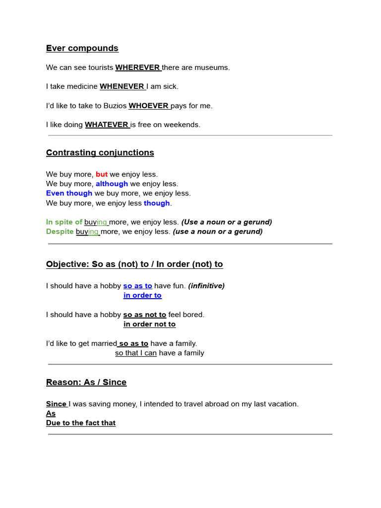 English Grammar: Conjunctions & Idioms | PDF