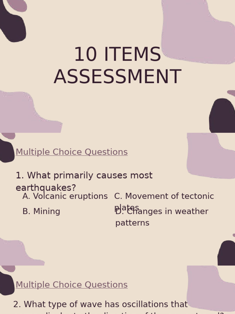 Earthquake and Wave Assessment Quiz | PDF