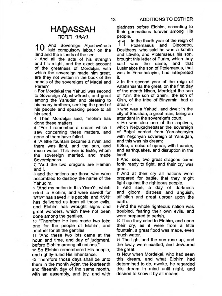 Hadassah Additions Esther Additons YAH Scriptures | PDF | Books Of The Hebrew Bible | Old ...