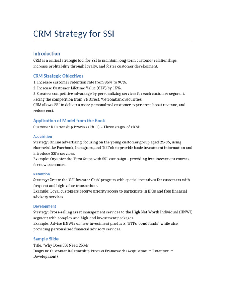 SSI_CRM_Strategy | PDF | Customer Relationship Management | Employee ...