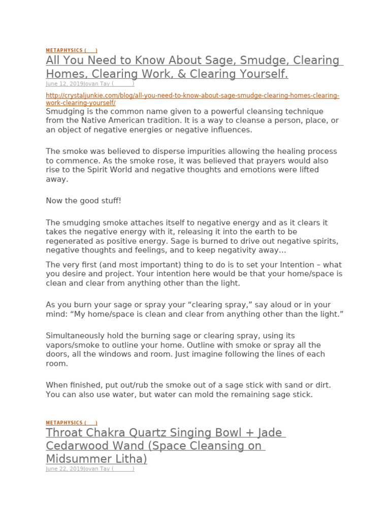 All You Need To Know About Sage, Smudge, Clearing Homes, Clearing Work ...