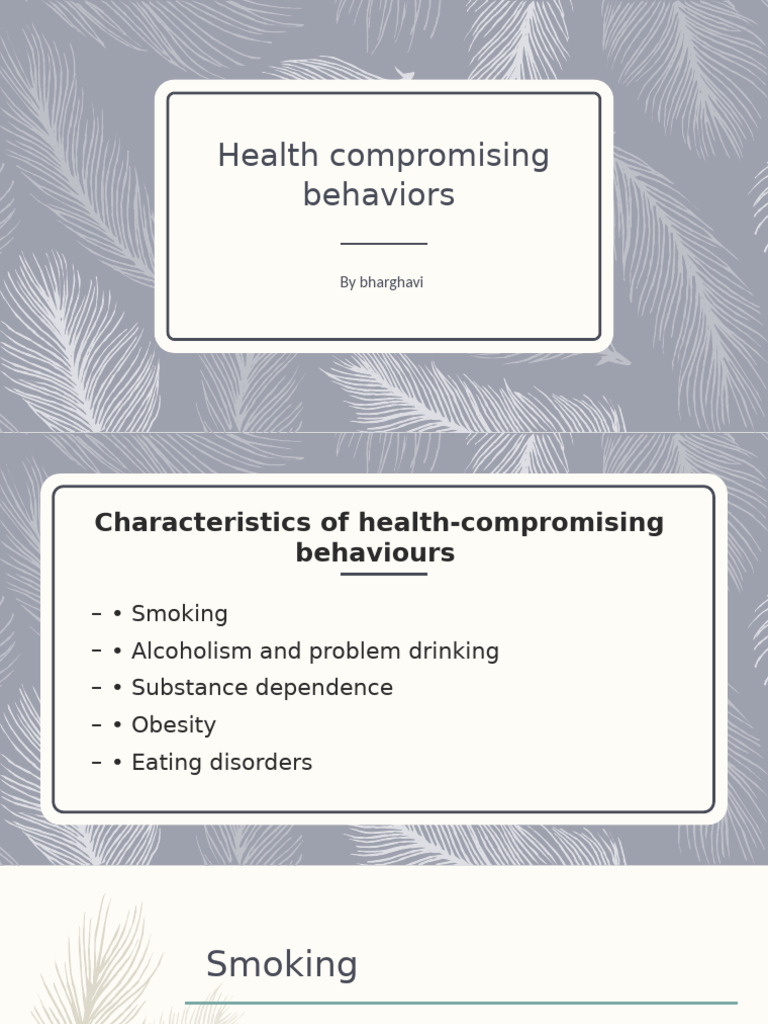 Health Compromising Behaviors | PDF | Substance Dependence | Alcoholism
