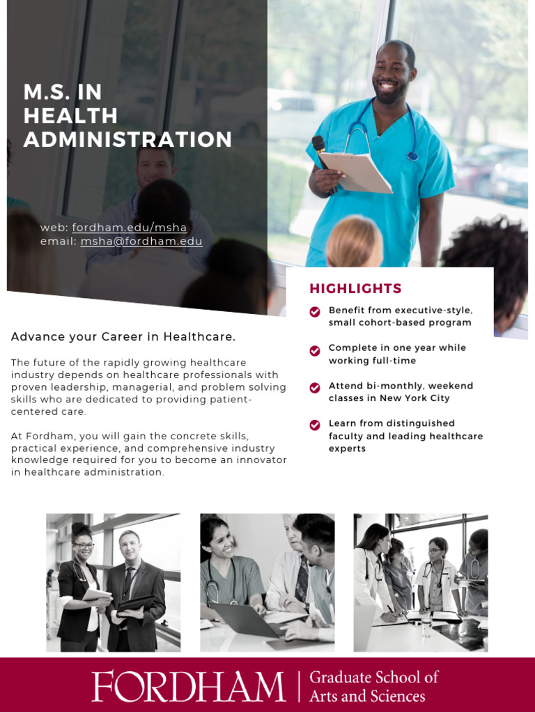 Fordham MS in Health Administration Flyer | PDF | Health Care | Leadership