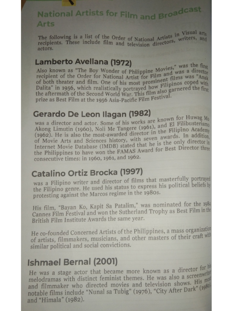 National Artists For Film | PDF