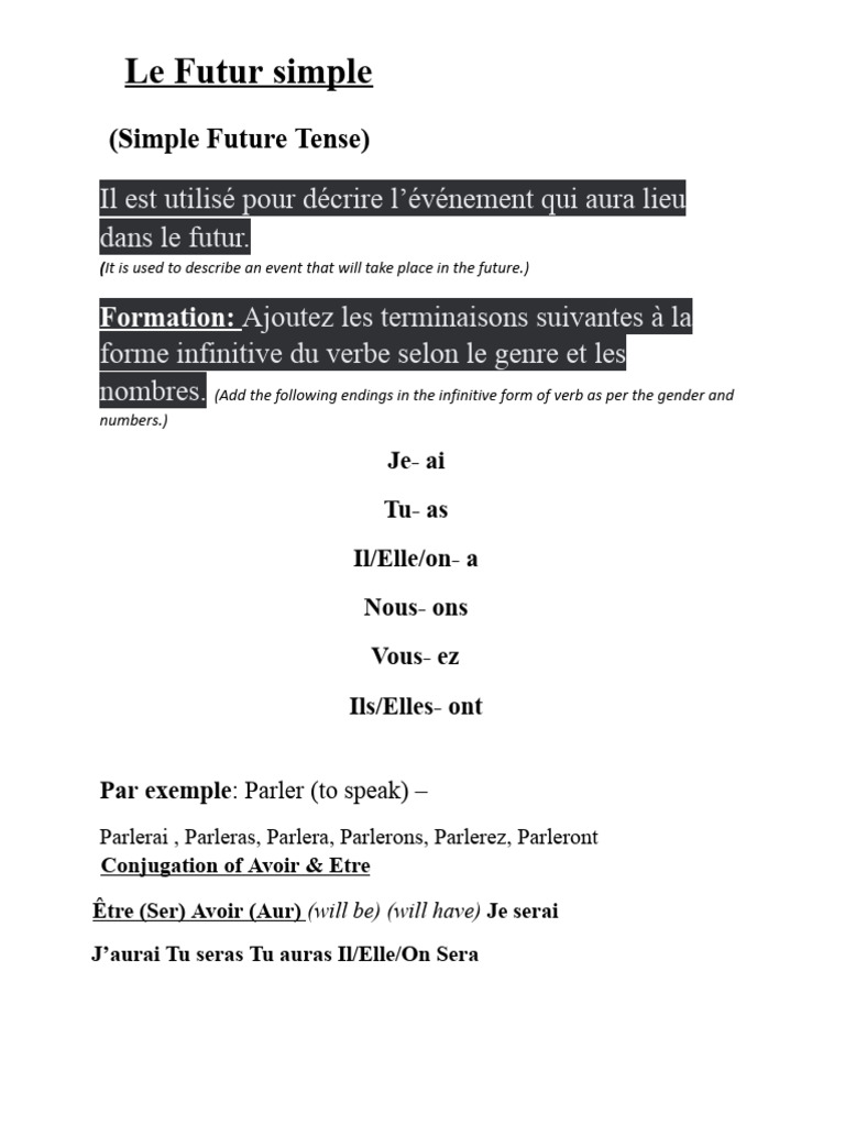 Conjugaison du Futur Simple | PDF