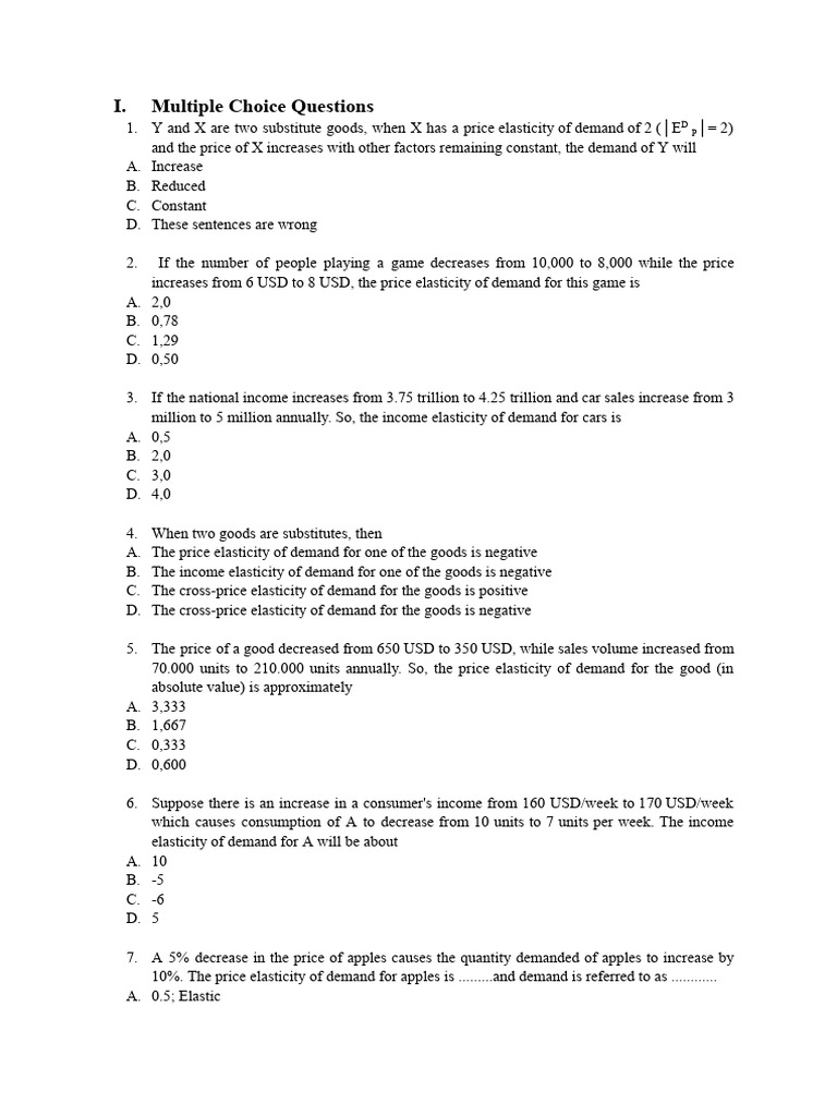 Chapter-3 Demand-Elasticity Exercises | PDF | Demand | Elasticity ...