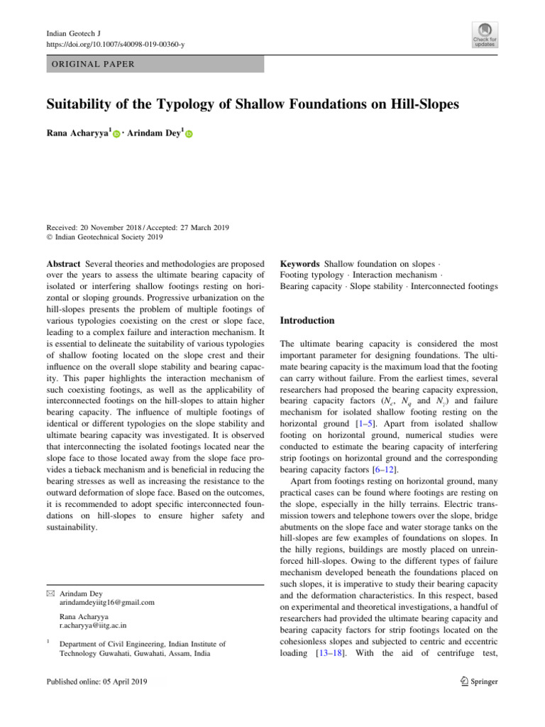 Shallow Foundations on Hill-Slopes Analysis | PDF | Geotechnical ...
