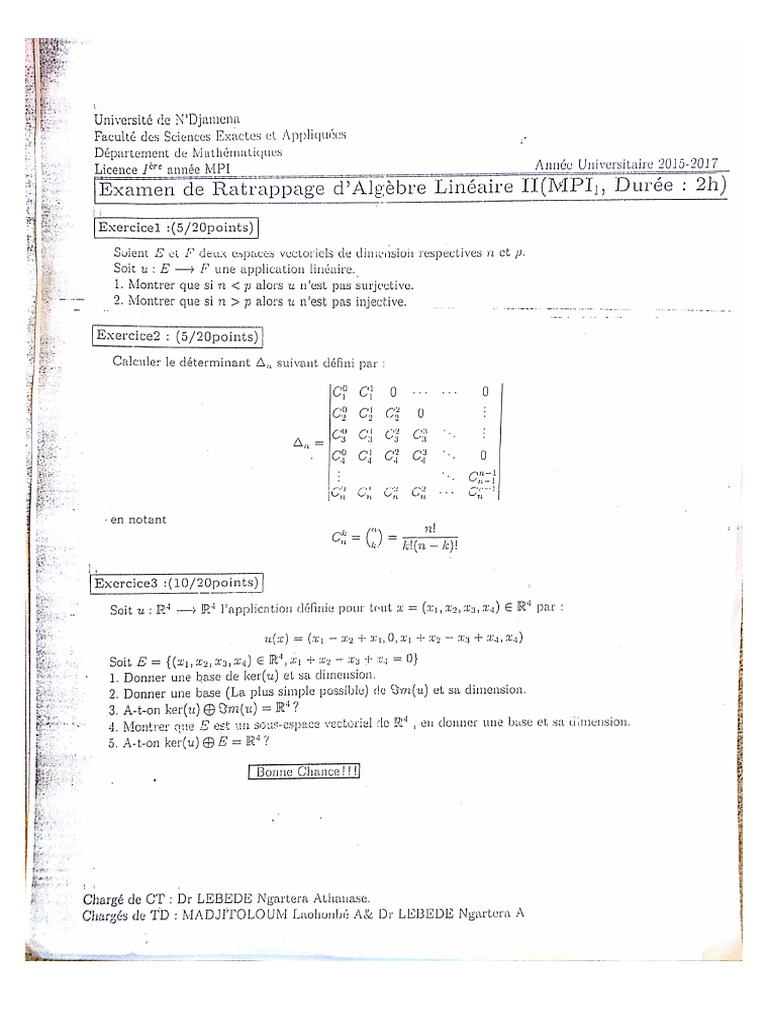 Algèbre 2 CC Et Examen | PDF