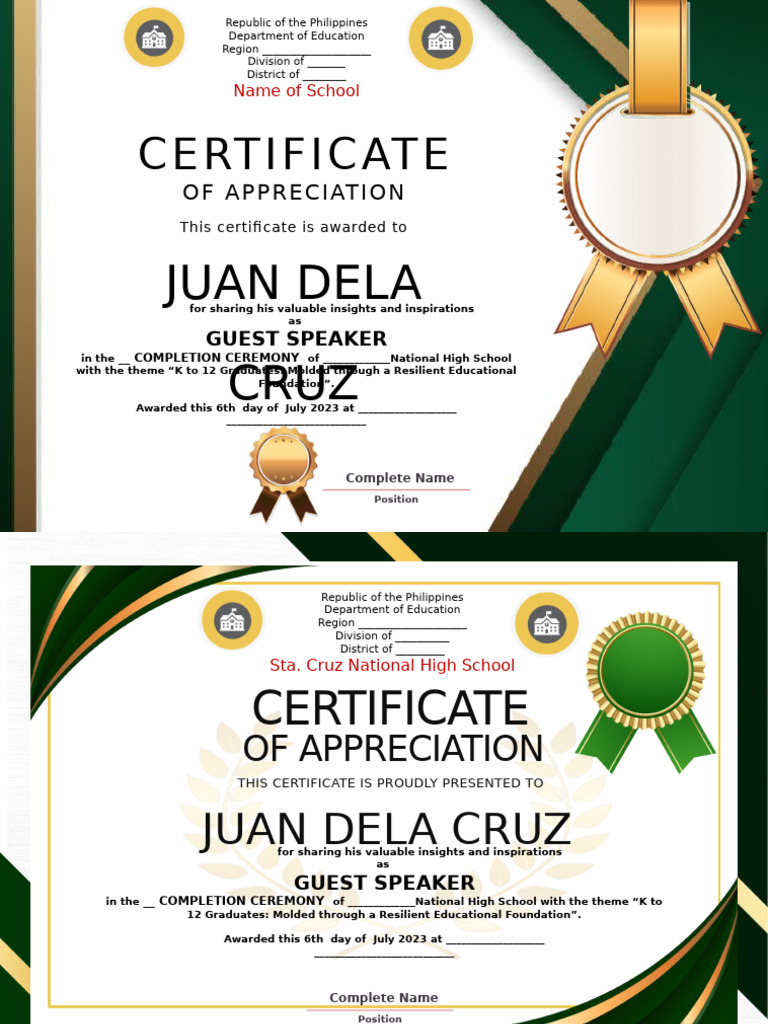 Certificate of Appreciation for Guest Speaker | PDF