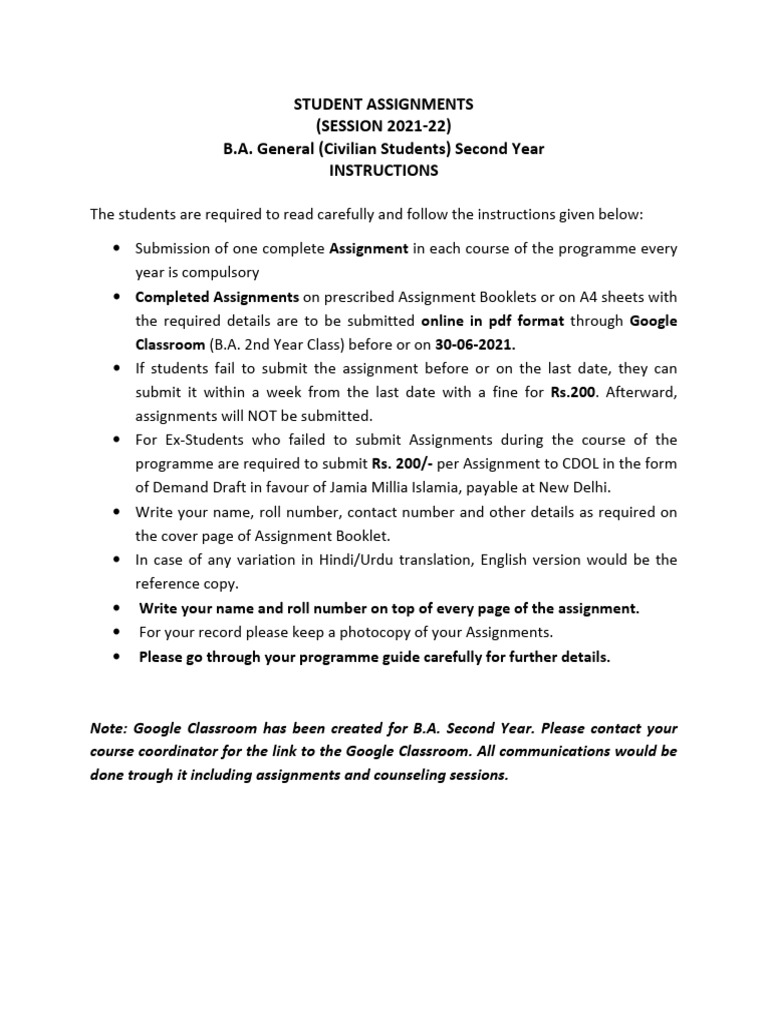 Cdol Assignment Ba General II Year 2021 | PDF