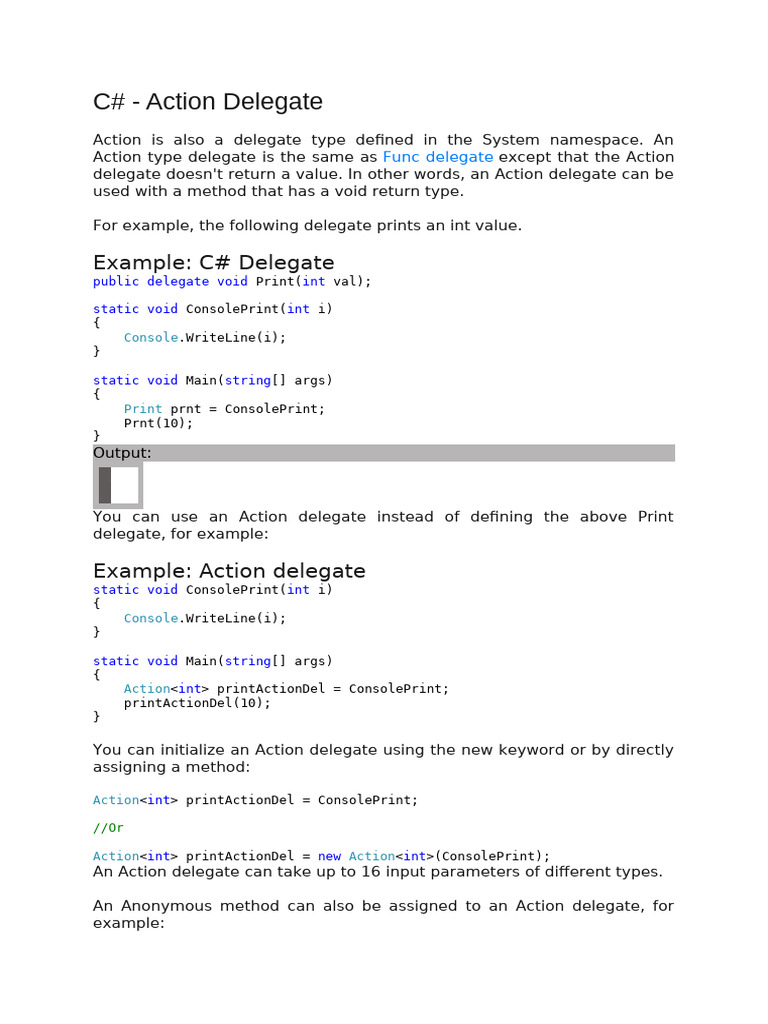 Action Delegte in CSharp | PDF