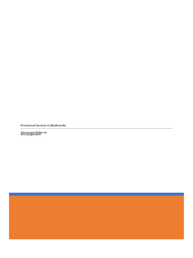 Provisional Services in Ecosystems | PDF | Agriculture | Ecosystem