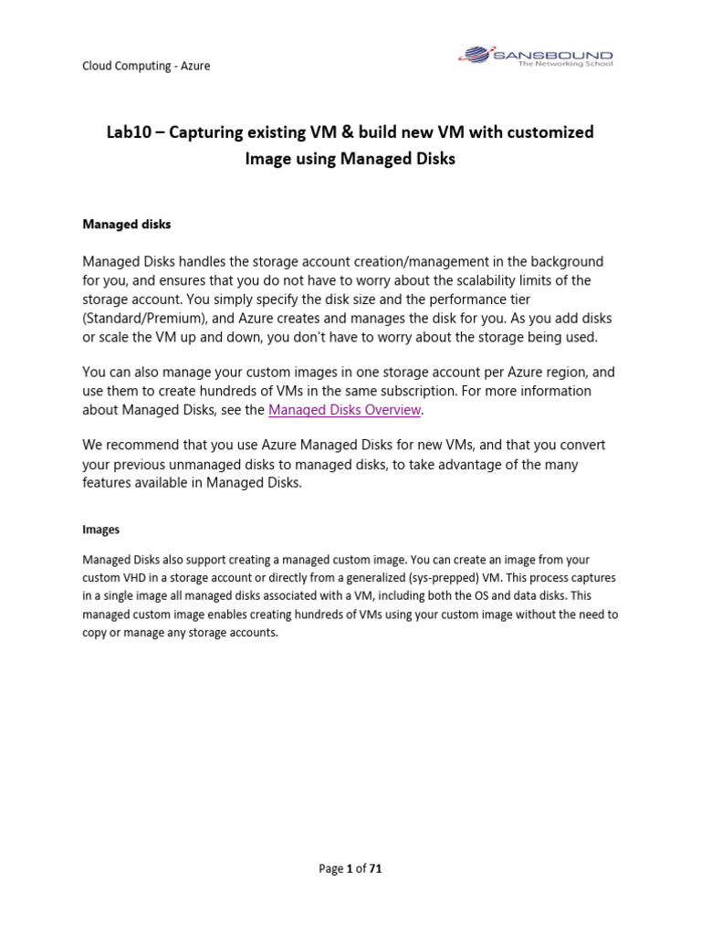 Lab10 - Capturing existing VM _ build new VM with customized Image using Managed Disks - Azure ...