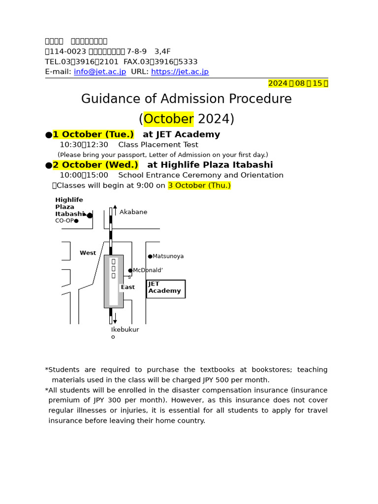 JET Academy Admission Guidance 2024 | PDF