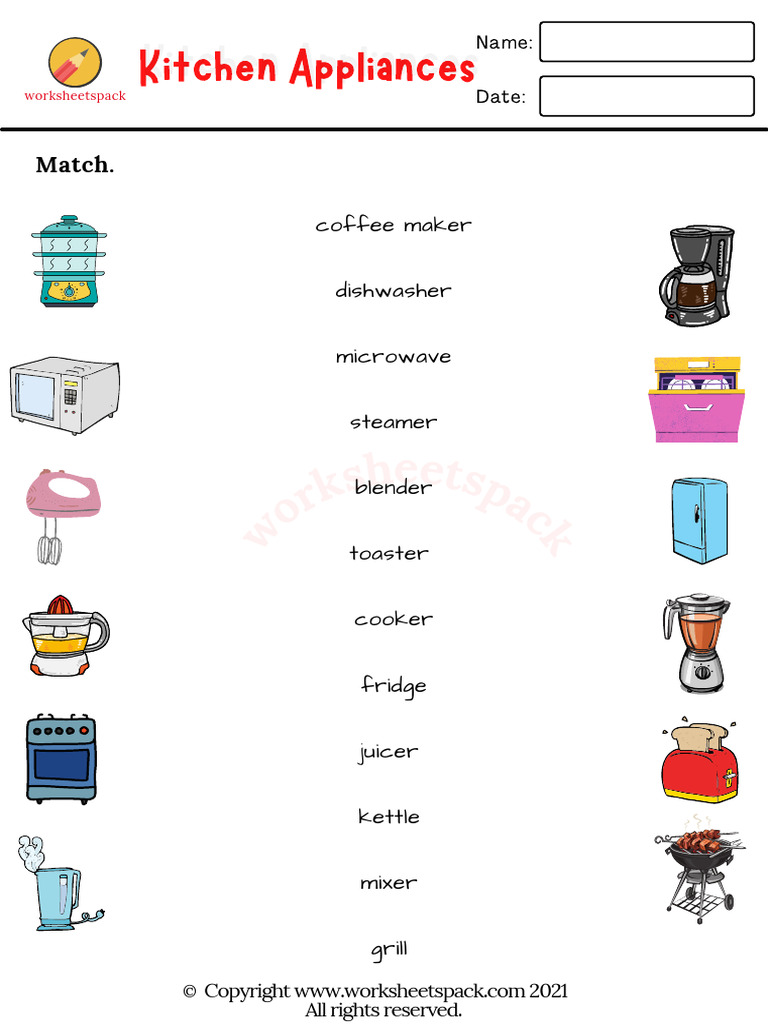 Kitchen Appliances Vocabulary List | PDF