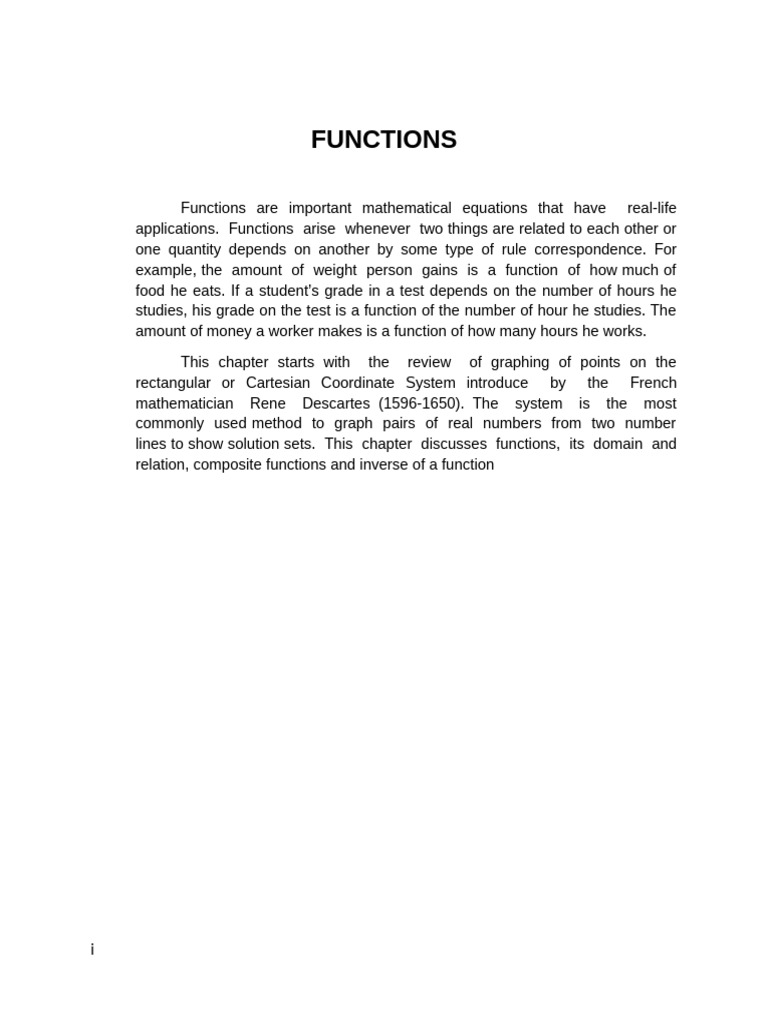 FUNCTION in College Algebra | PDF | Function (Mathematics) | Variable ...