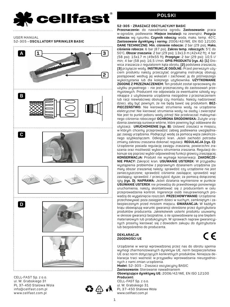 Instrukcja Obslugi CELLFAST Basic 52 305 | PDF