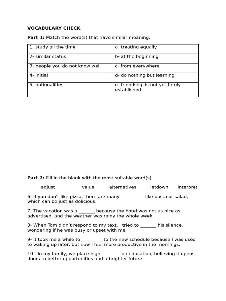 Vocabulary - SS3 | PDF