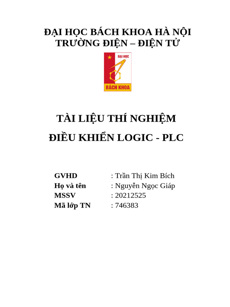 Báo Cáo Thí Nghiệm PLC | PDF