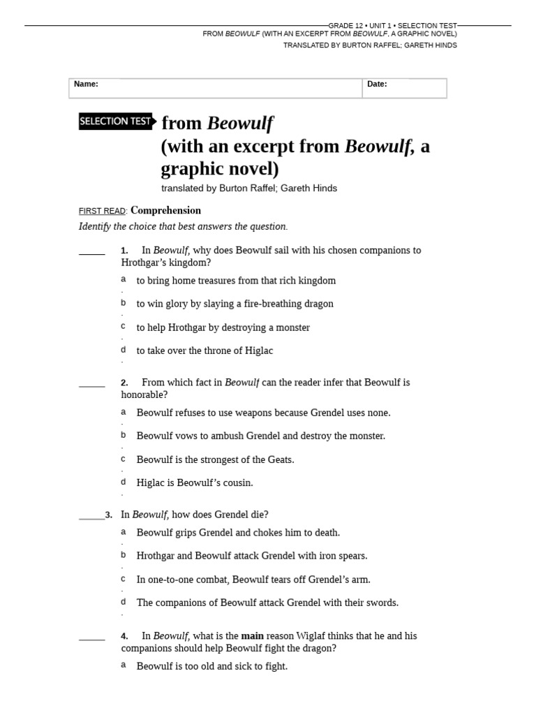 Kristian Salgado Beowulf - Test.academic | PDF | Beowulf | Old English ...