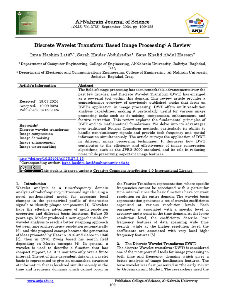 013-2804 | PDF | Wavelet | Data Compression