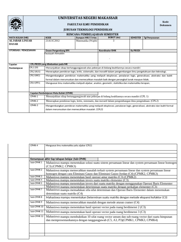 Template RPS Pekerti UNM | PDF