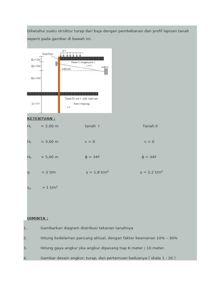 Contoh Hitungan Dinding Penahan Tanah | PDF