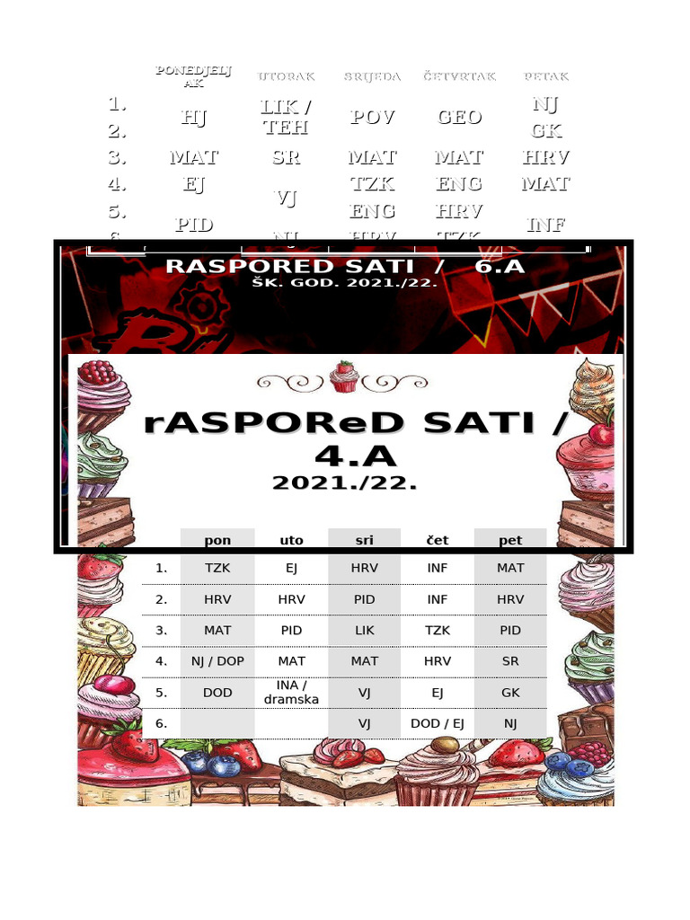 Gabrijela - Raspored Sati - 3a Ver.2 | PDF