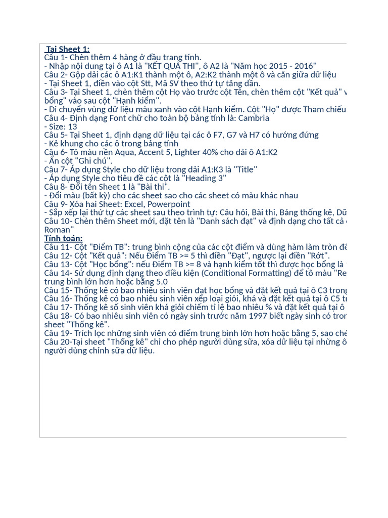 Mos Excel 1 | PDF
