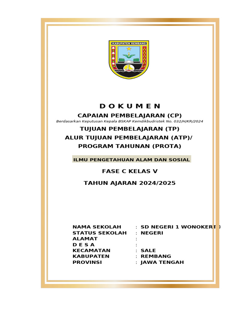 CP, TP, ATP Fase C - KELAS 5 Mapel IPAS (1) - Rev | PDF