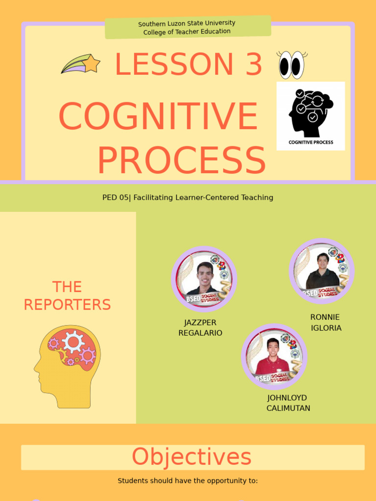 Ped 05 Lesson 3 Cognitive Process | PDF | Schema (Psychology) | Knowledge