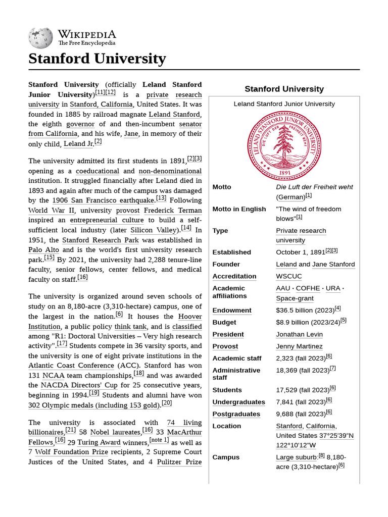 Stanford_University | PDF | Stanford University