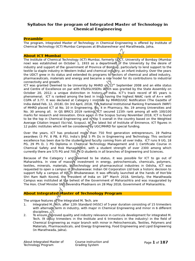 iM1-IntegratedMTechChemEnggApproved_Syllabus | PDF | Diffraction | Optics