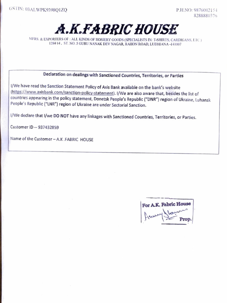 Letter To Bank Ss | PDF