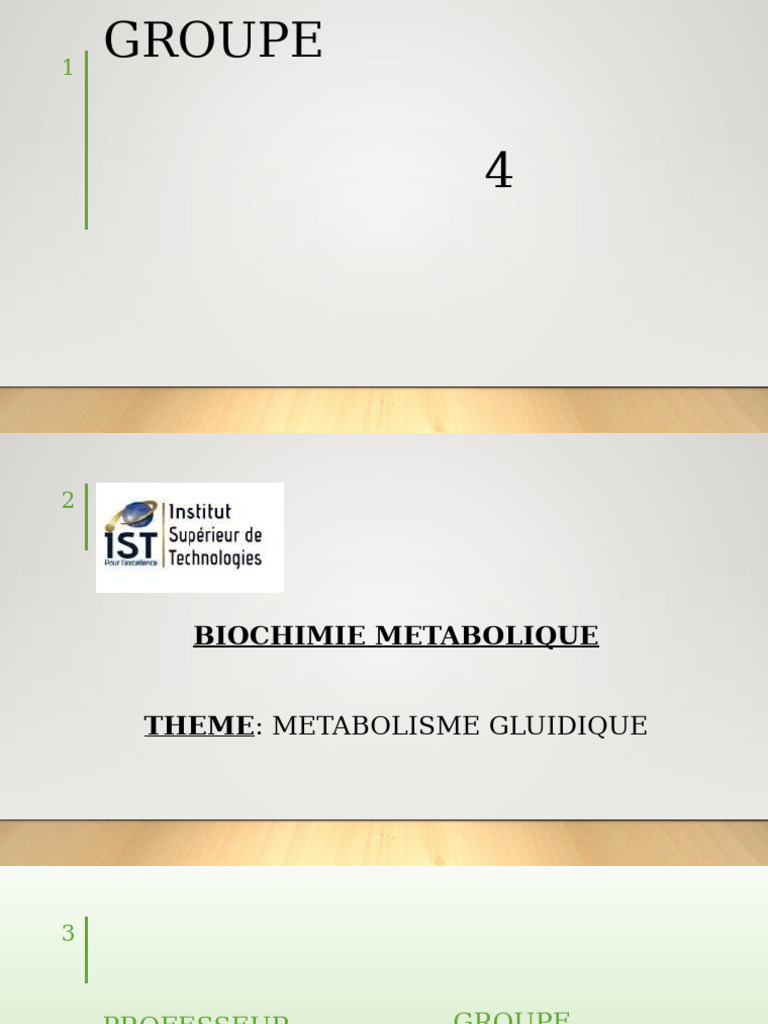 Metabolisme des glucides groupe4 | PDF | Glycolyse | Adénosine triphosphate
