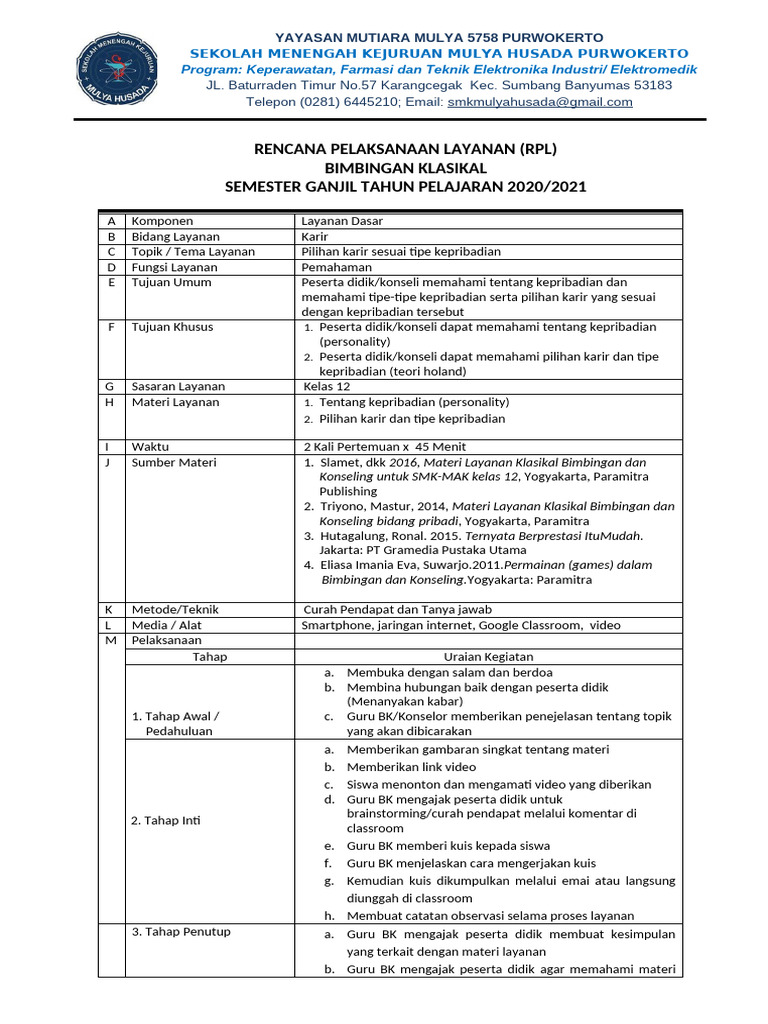 RPL PILIHAN KARIR SESUAI TIPE KEPRIBADIAN (Genap) | PDF