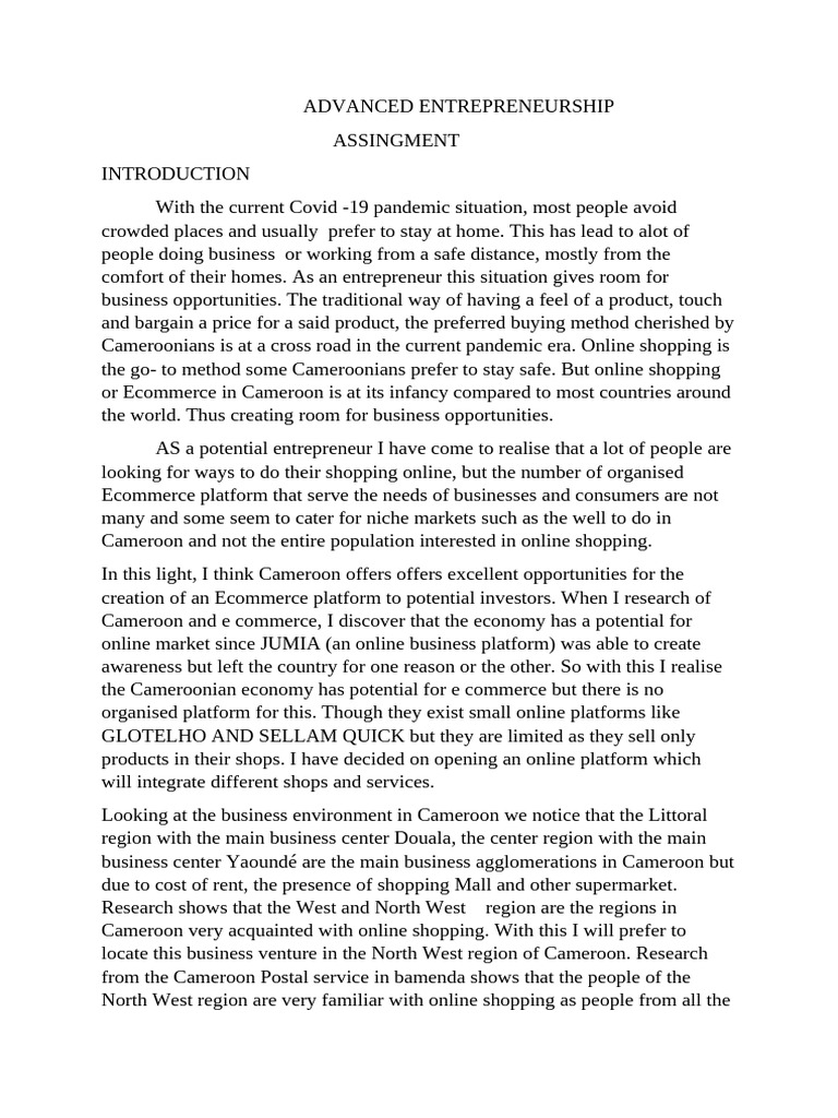 Advanced Entrepreneurship | PDF | Entrepreneurship | E Commerce