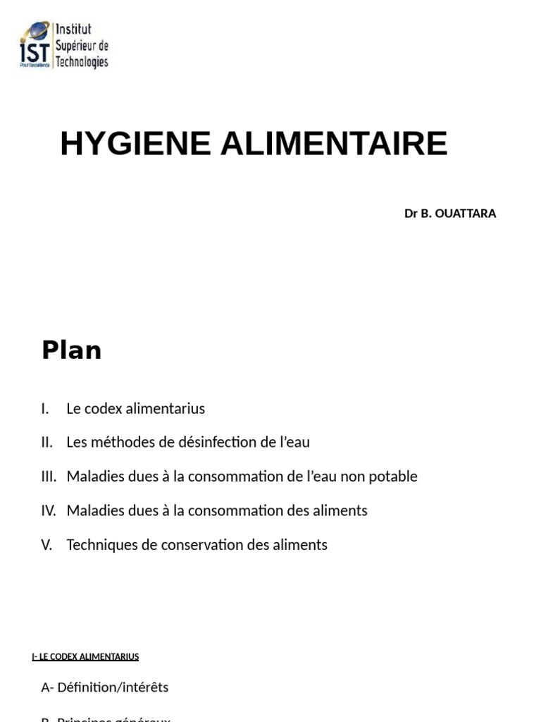 HYGIENE ALM Dr OUATTARA | PDF | Nourritures