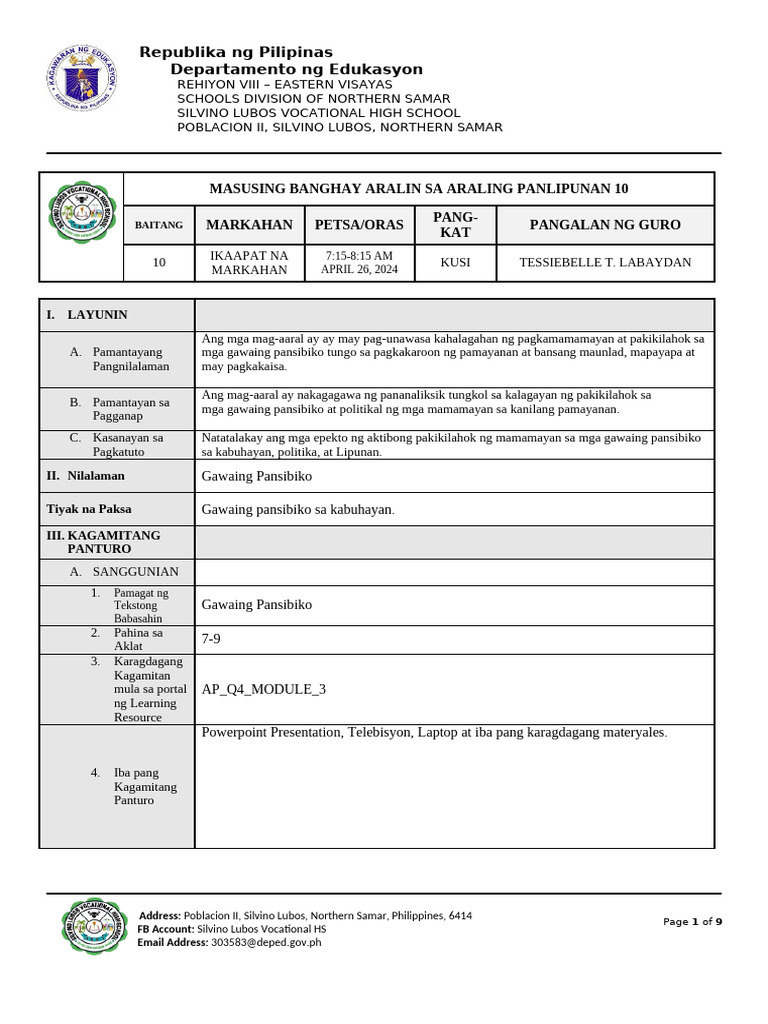 CO Lesson Plan | PDF