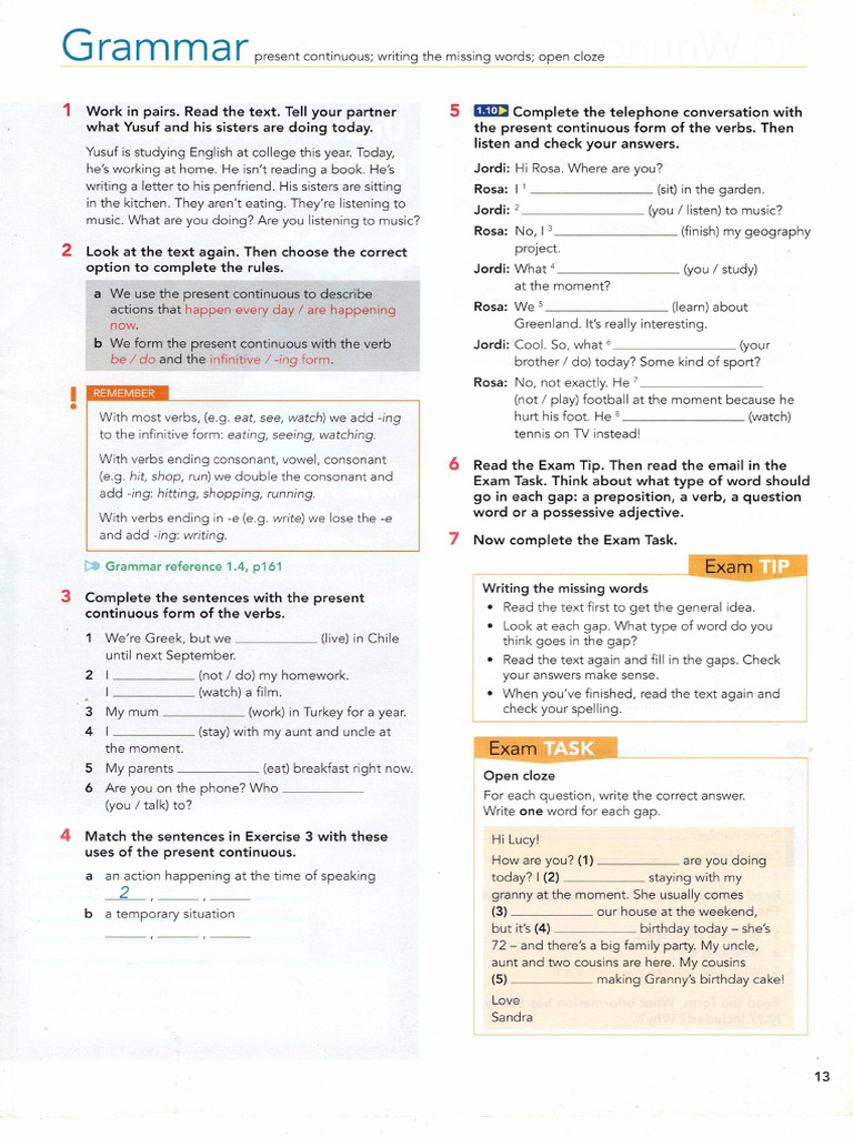 Present Continuous Review | PDF