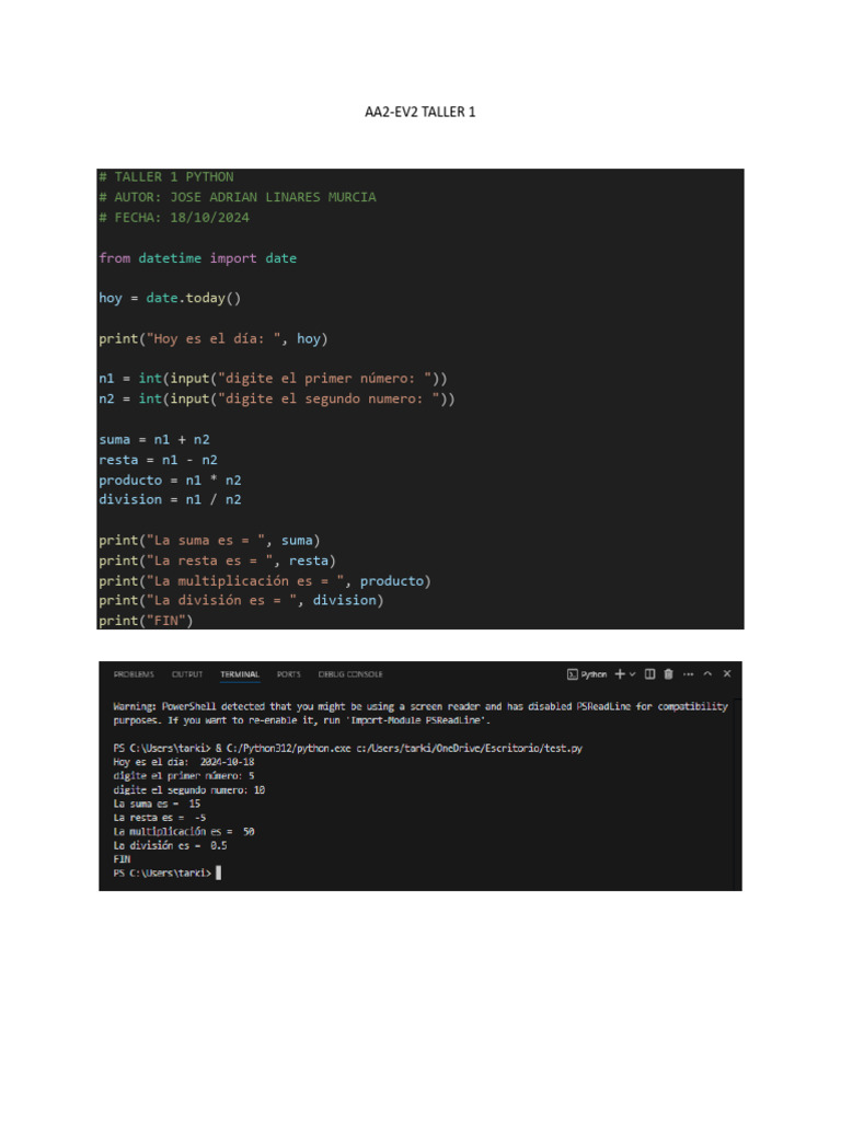 AA2-EV2 Taller 1 | PDF