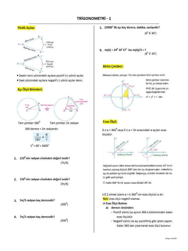 24 TRİGONOMETRİ 1 | PDF