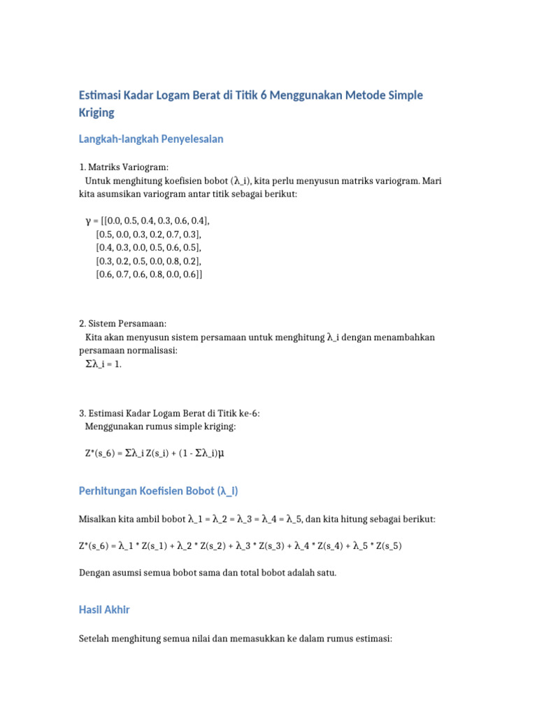 Estimasi Logam Berat Simple Kriging | PDF
